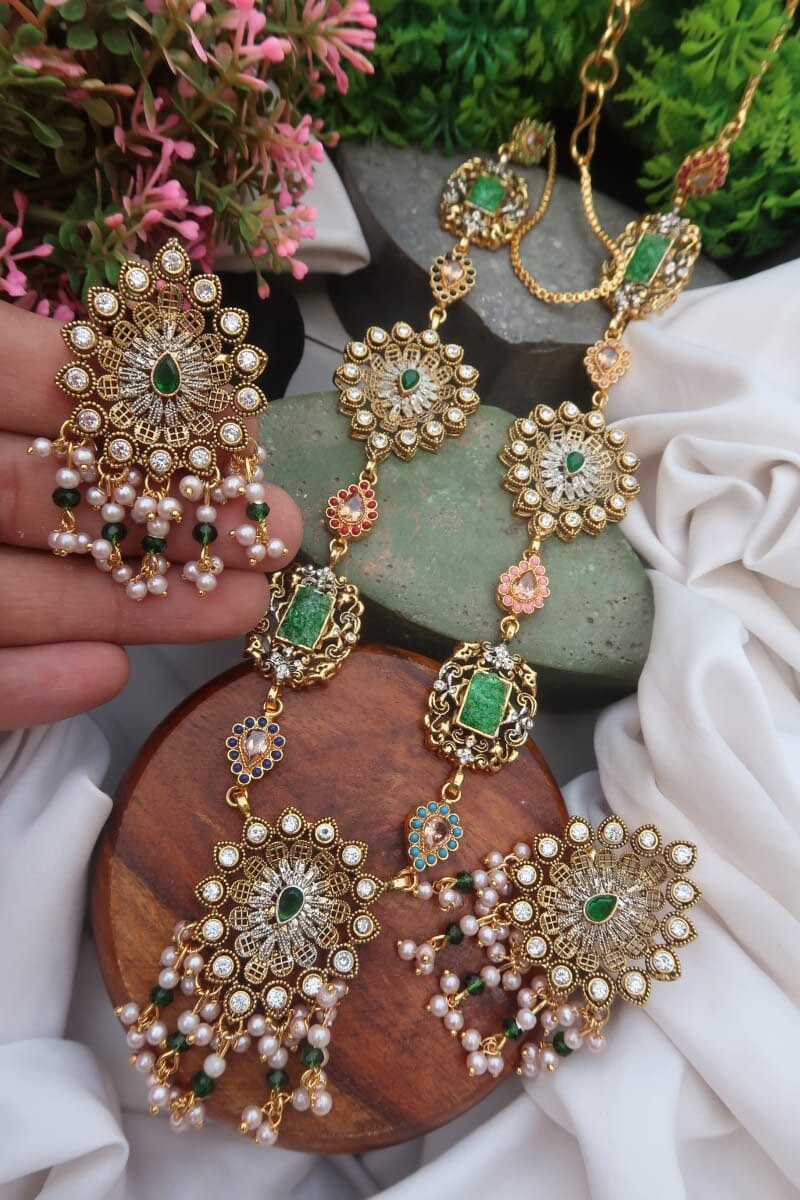 Egyptian Gold Plated Mala Rani Haar Set / Indian Pakistani - Etsy