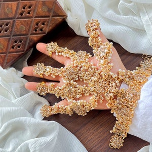 Single Polki Kundan Hand Harness Hath Panja / Indian Pakistani Shaadi ...