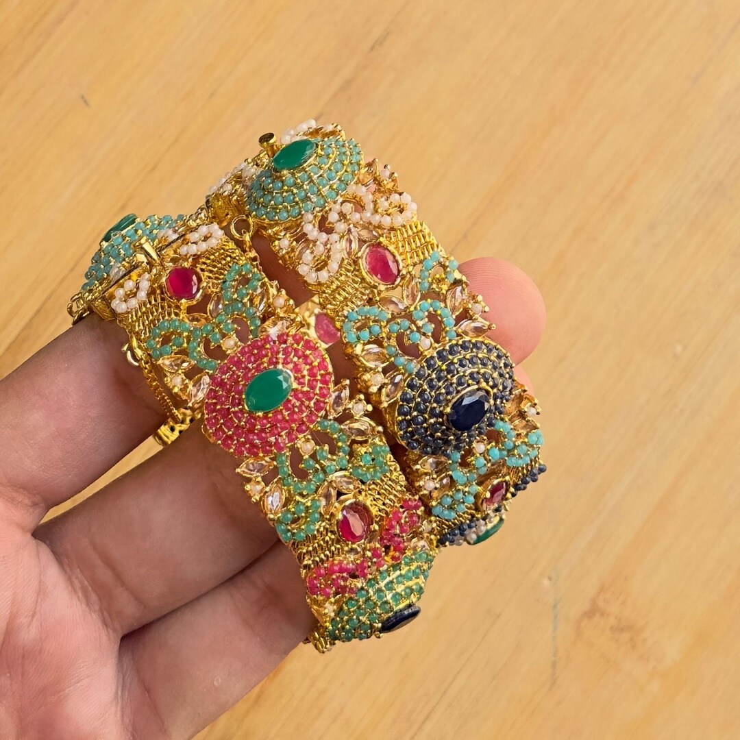 RESTOCKED Nauratan Kara Bangle Pair / Indian Pakistani Bridal Shaadi ...