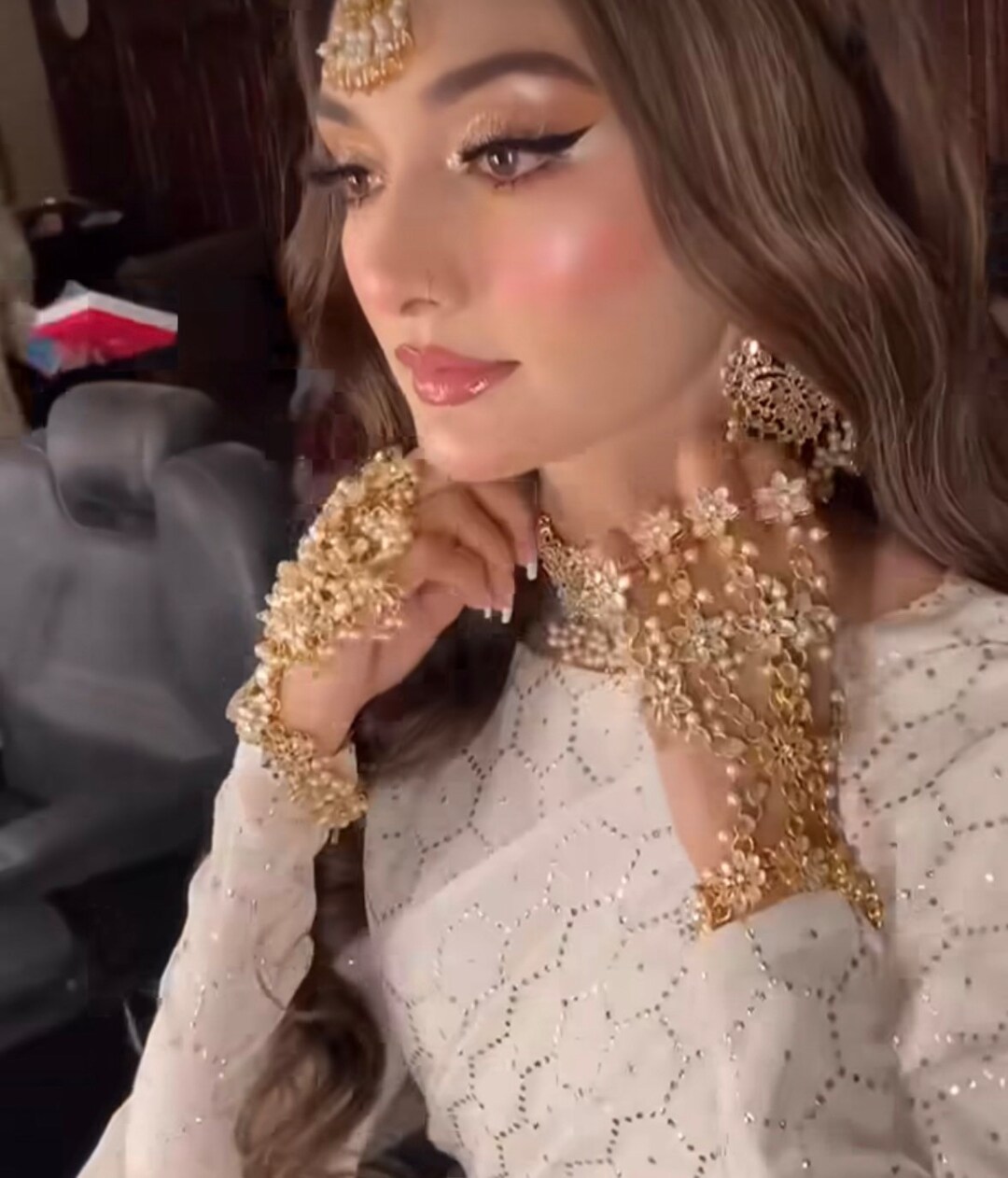 Single Polki Kundan Hand Harness Hath Panja / Indian Pakistani Shaadi ...