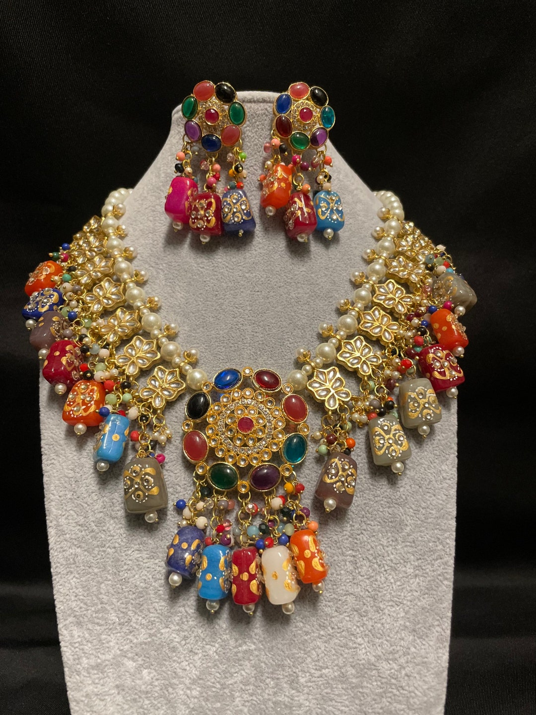 Indian Mala Colorful Necklaceset/ Indian Pakistani Bridal Shaadi ...