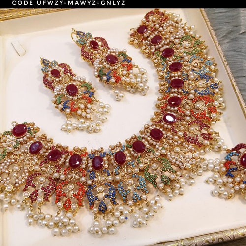 Nauratan Heavy Mala Set / Indian Pakistani Bridal Shaadi - Etsy