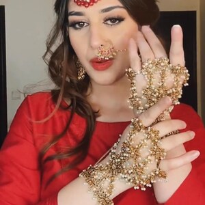 Single Polki Kundan Hand Harness Hath Panja / Indian Pakistani Shaadi ...