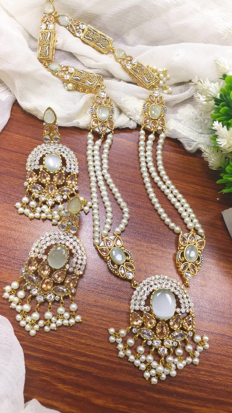 Zarkoon Long Mala Big Earrings/indian Pakistani Shaadi - Etsy