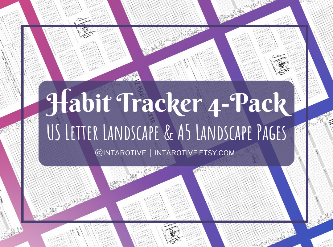 Habit Tracker 4-pack - Printable | Habit Tracking, Habits, Patterns ...