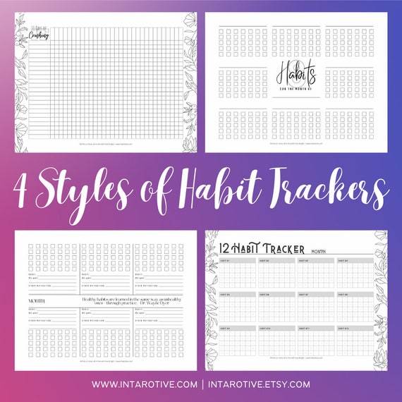 Paper patterns habit tracking Printable chart monthly motivation habits ...