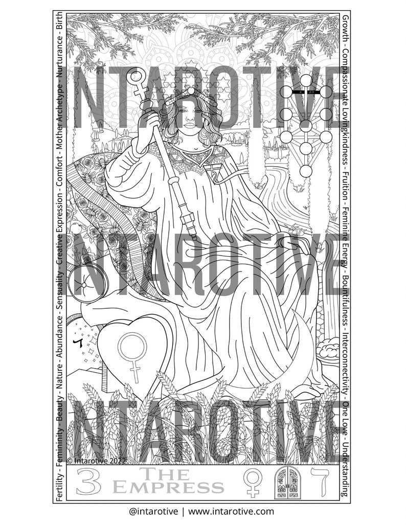 The Empress Tarot Major Arcana Coloring Page Divine Mother Abundance ...