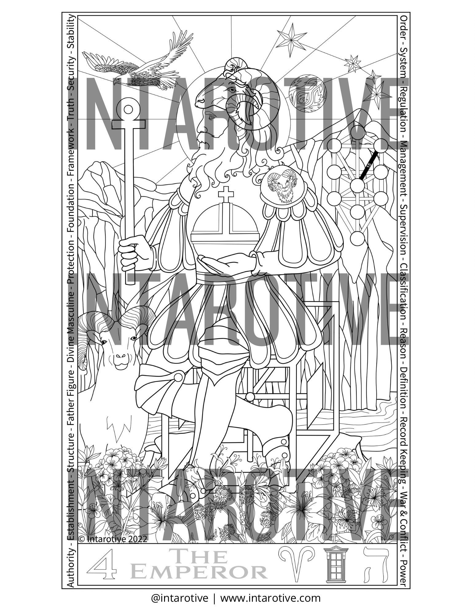 The Emperor | Tarot | Adult Coloring Page | Tarot Card Design | Divine ...