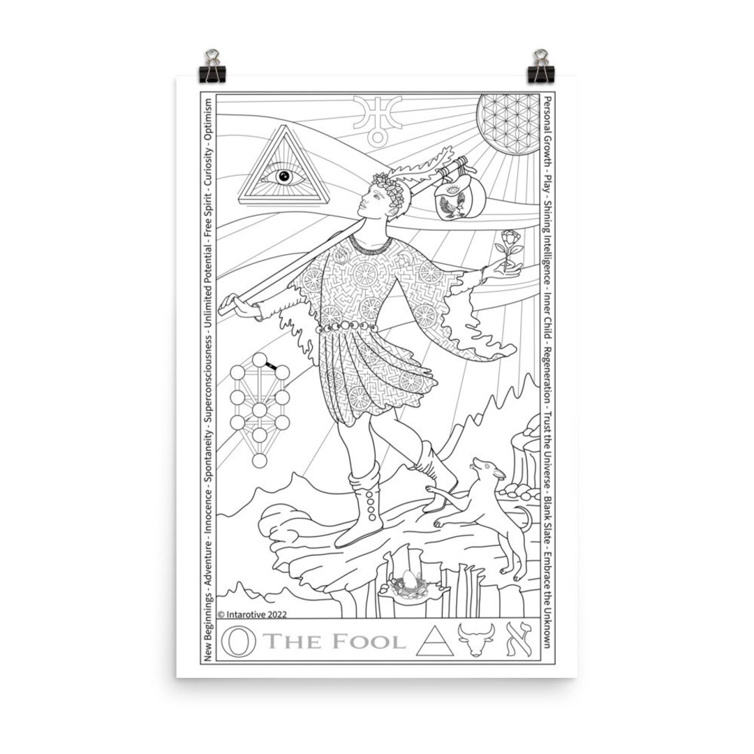 The FOOL Coloring Poster Tarot Coloring Fool Tarot Card Tarot Major ...
