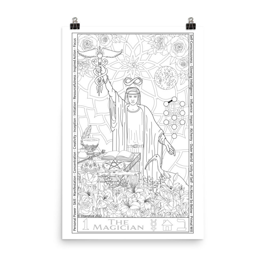 The MAGICIAN Coloring Poster Major Arcana Coloring Page Tarot Wall Art ...