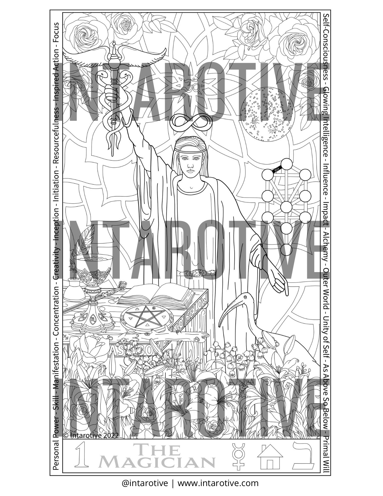The Magician | Tarot | Adult Coloring Page | Coloring Meditation ...