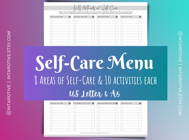 Self-care Menu Level 10 Life, Physical, Mental, Emotional, Spiritual ...