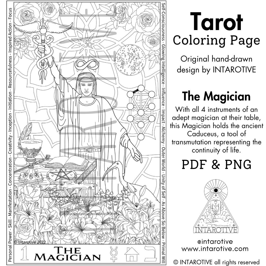The Magician | Tarot | Adult Coloring Page | Coloring Meditation ...