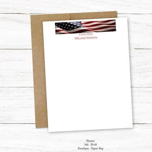Personalized American Flag Note Card Set | USA Notecards | Patriotic ...