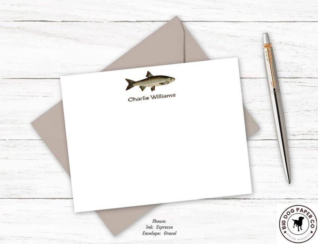 Trout Personalized Note Card Set | Personalized Stationery Notecards ...