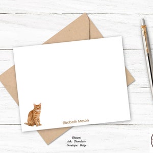 Tabby Cat Personalized Note Cards | Cat Stationery | Animal Lover Gift ...