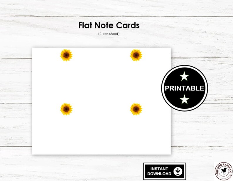 Sunflower Printable Planner Bundle Undated, BONUS Flat Note Cards ...