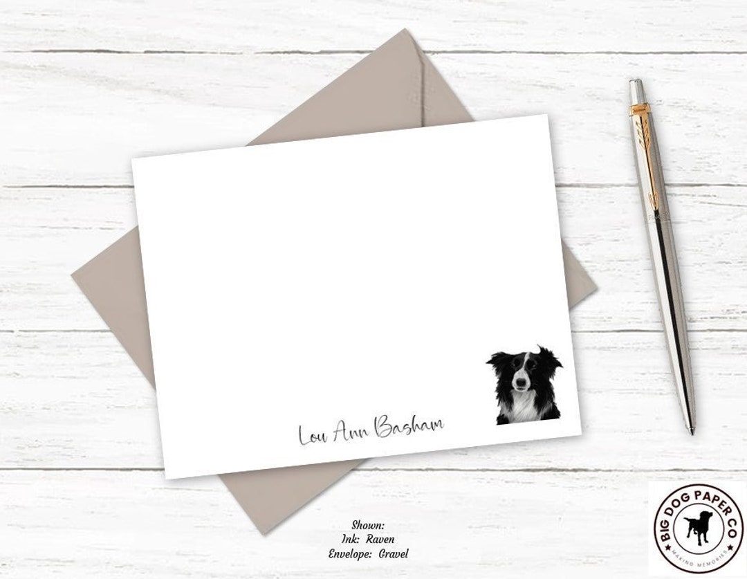 Border Collie Dog Personalized Note Cards | Dog Stationery | Animal ...