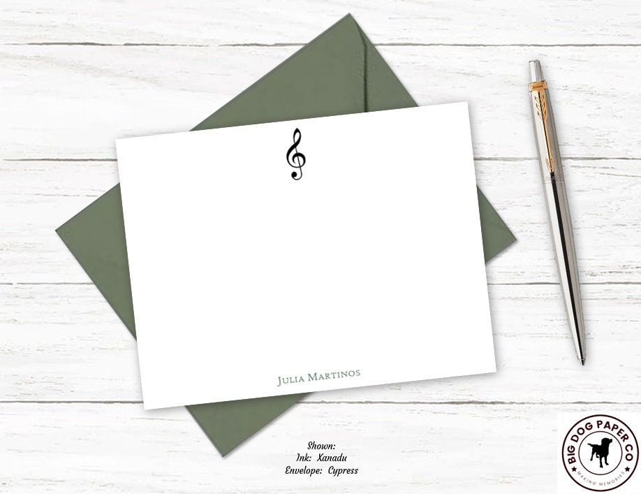 Treble Clef Personalized Note Cards Music Stationery - Etsy