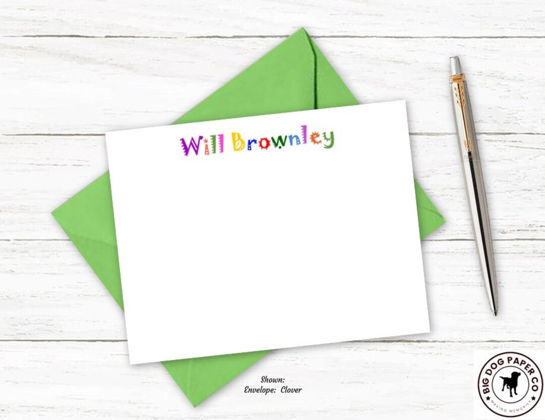 Kids Personalized Note Card and Envelope Stationery Set | Girls ...