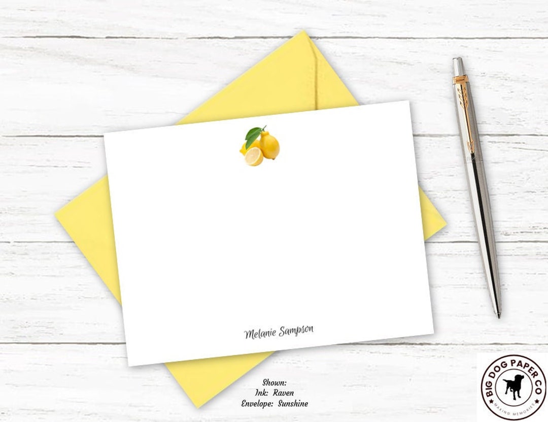 Lemon Personalized Note Card Set | Stationery Cards | Custom Stationary ...