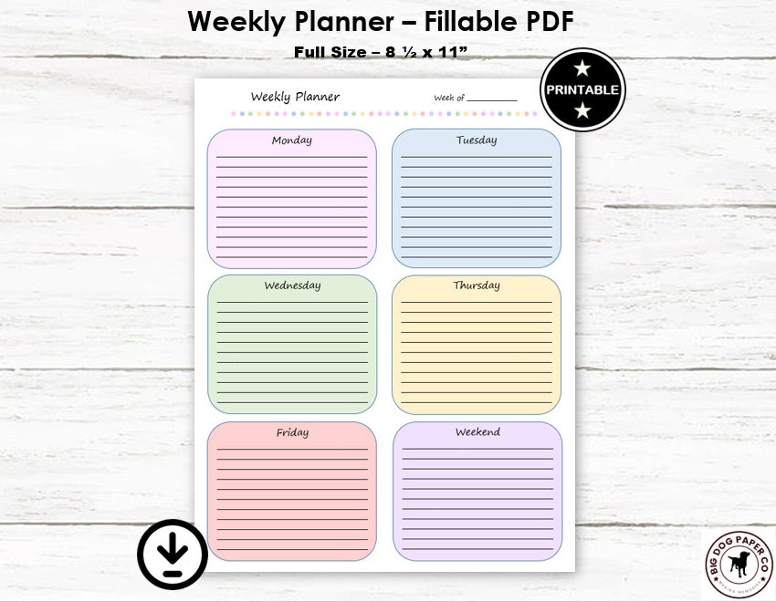 PRINTABLE & FILLABLE Weekly Planner Fillable Hourly Schedule - Etsy