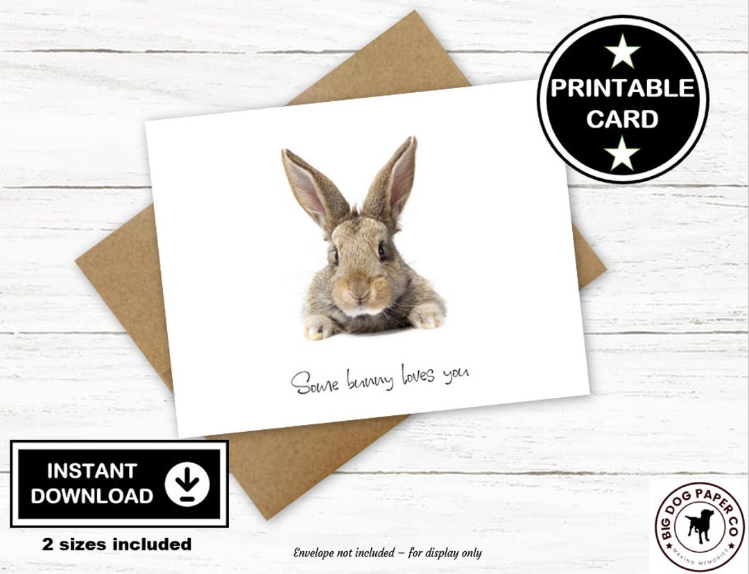 Printable Bunny Card, Some Bunny Loves You, Digital Download Print at ...