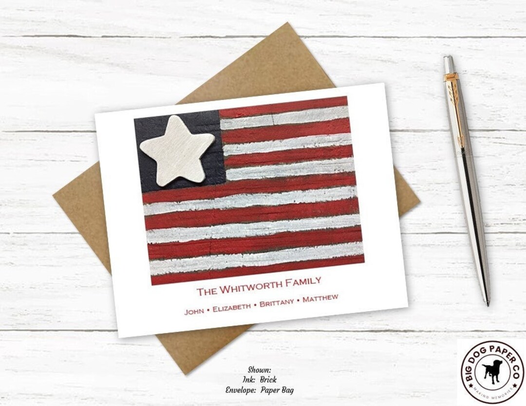 Patriotic Note Card Set | Personalized Flag Stationery Cards | Custom ...