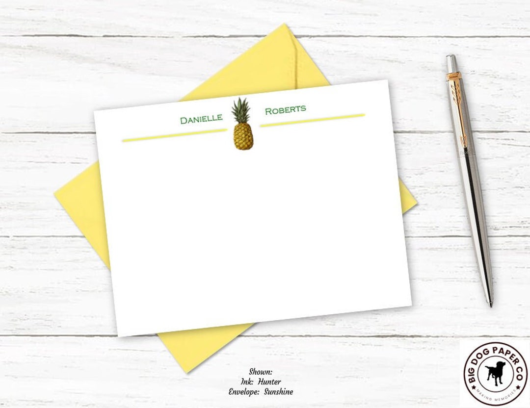 Personalized Pineapple Note Card Set | Stationery Cards | Custom ...