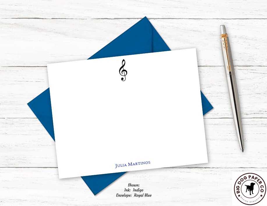 Treble Clef Personalized Note Cards Music Stationery - Etsy