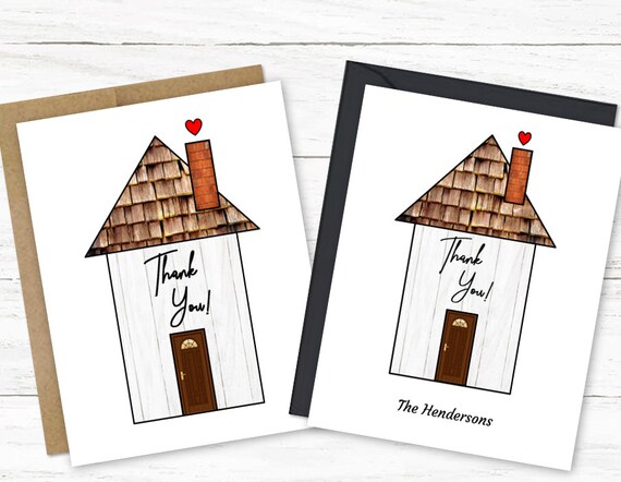 Personalized Thank You Note Card Set With House Thank You | Etsy