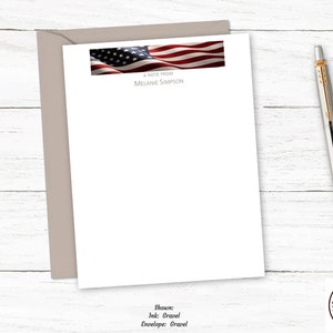 Personalized American Flag Note Card Set | USA Notecards | Patriotic ...