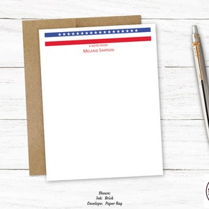 Personalized American Flag Note Card Set | USA Notecards | Patriotic ...
