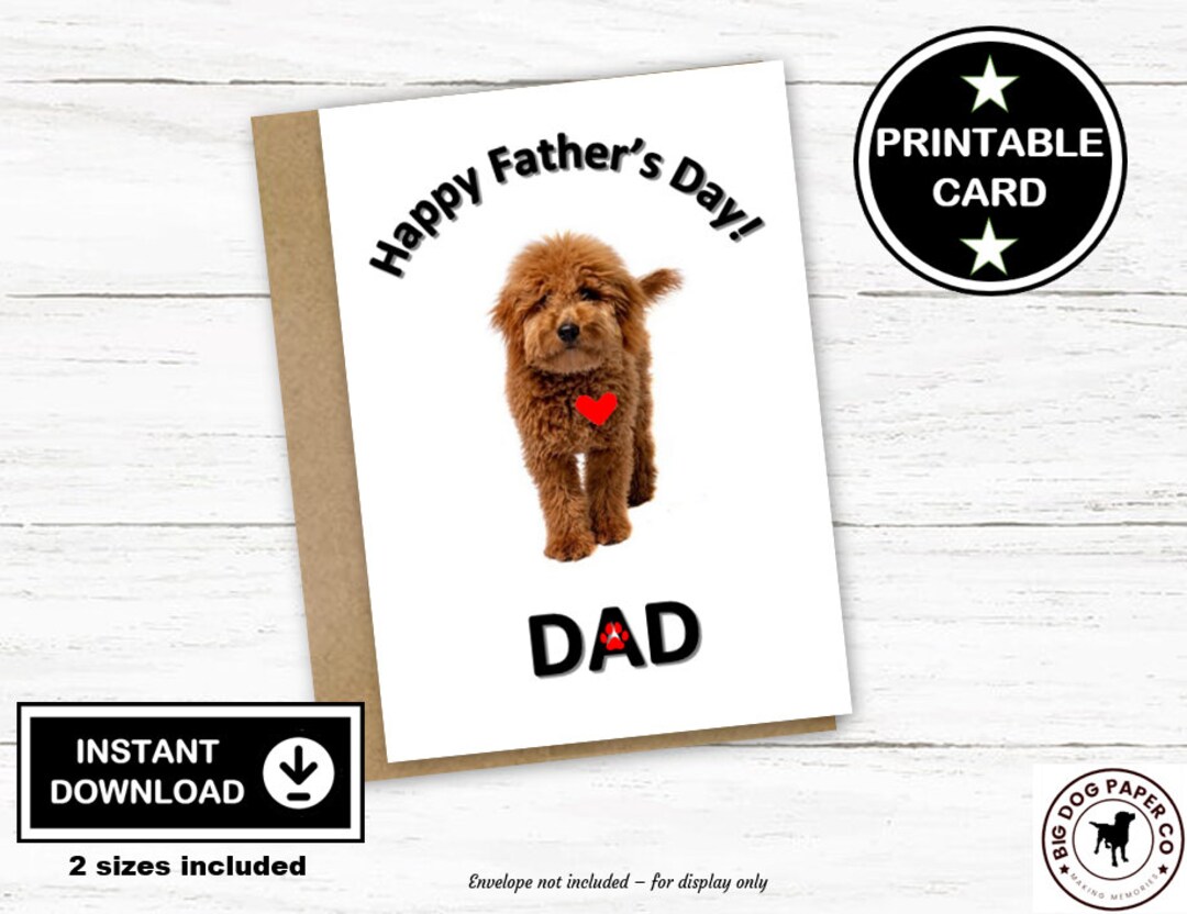Printable Doodle Dog Father's Day Card, Card From Dog, Digital Download ...