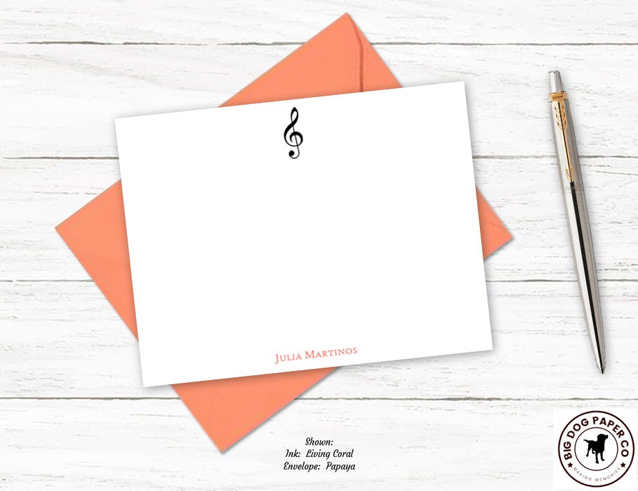 Treble Clef Personalized Note Cards | Music Stationery | Musician Gift ...
