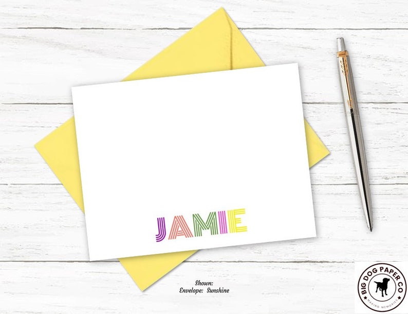 Kids Personalized Note Card and Envelope Stationery Set | Girls ...
