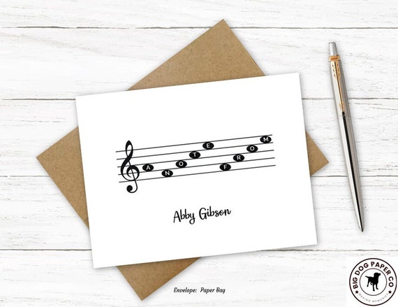 Personalized Music Note Card Set With Envelopes A Note From - Etsy