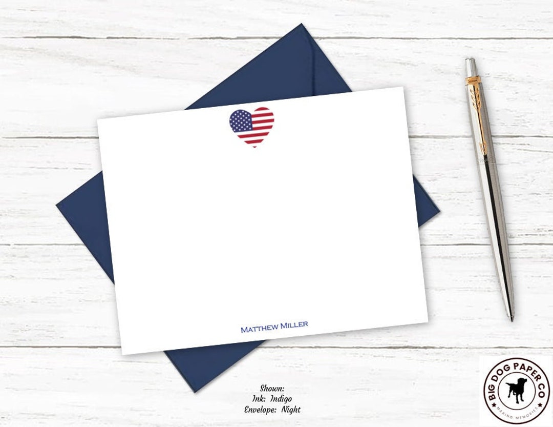 Personalized American Flag Note Card Set | USA Notecards | Patriotic ...