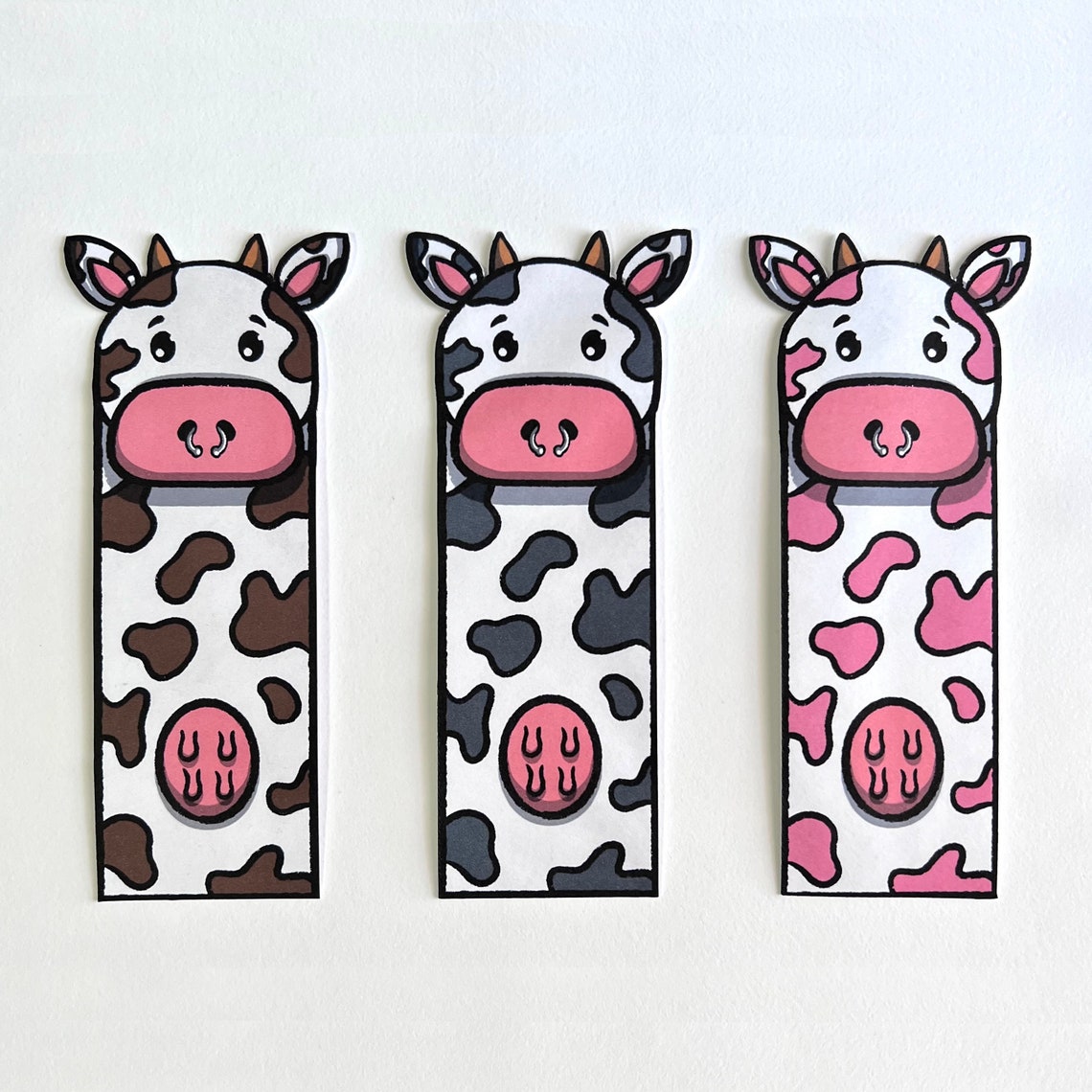 Printed Art Bookmarks Cute Cow Original Digital Drawing - Etsy