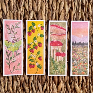 Printed Art Bookmarks Cottage Core Original Watercolor Painted 2 X 6 ...
