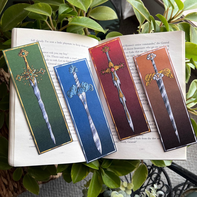 Elemental Sword Bookmarks Original Printed Art 2 X 6 Inch Anemo, Dendro ...