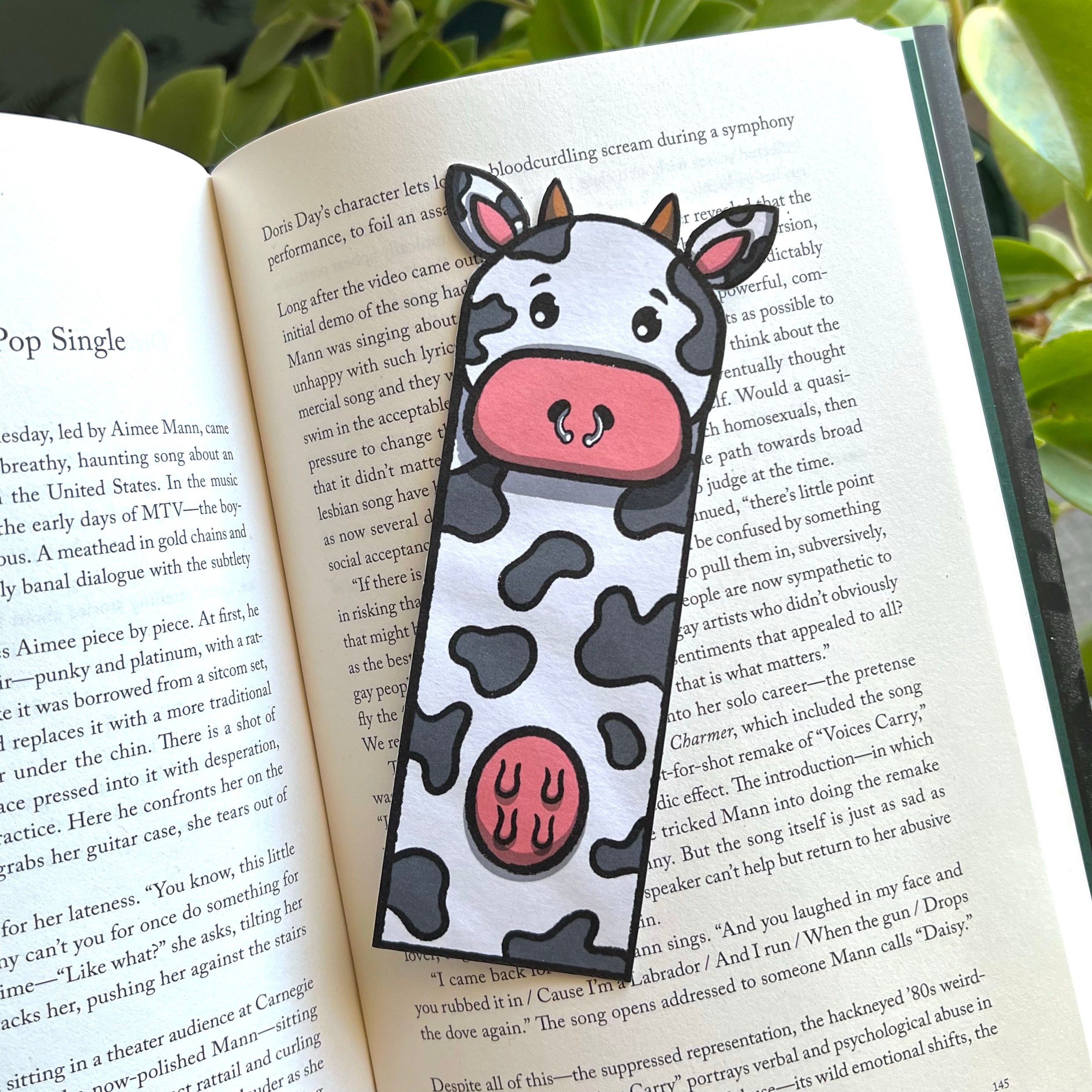 Printed Art Bookmarks Cute Cow Original Digital Drawing 2.5 X 6 Inch - Etsy