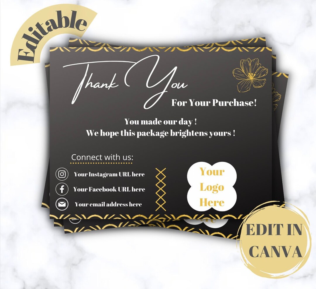 Thank You for Your Purchase! TEMPLATE | EDITABLE | PRINTABLE | Instant ...