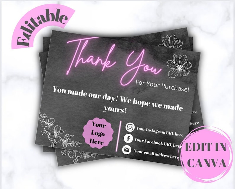 Thank You for Your Purchase! TEMPLATE | EDITABLE | PRINTABLE | Instant ...