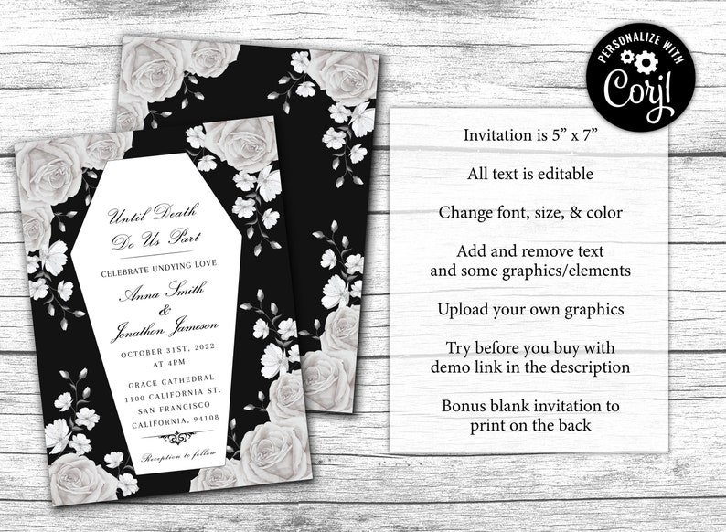 Editable Wedding Coffin Invitation Digital Printable - Etsy