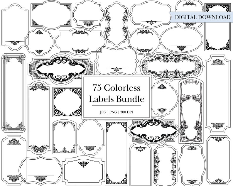 Colorless Apothecary Label Bundle, Vintage Blank Potion Labels for ...