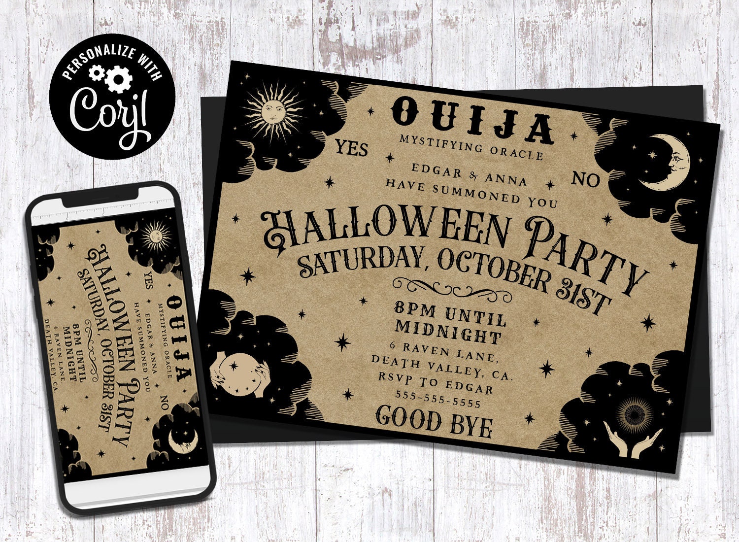 Editable Halloween Ouija Board Invitation, Digital Printable ...