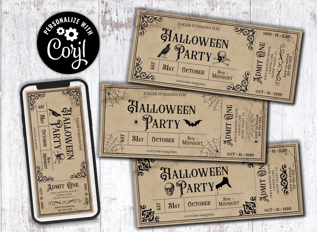 Editable Halloween Invitations, Digital Printable Customizable Corjl ...