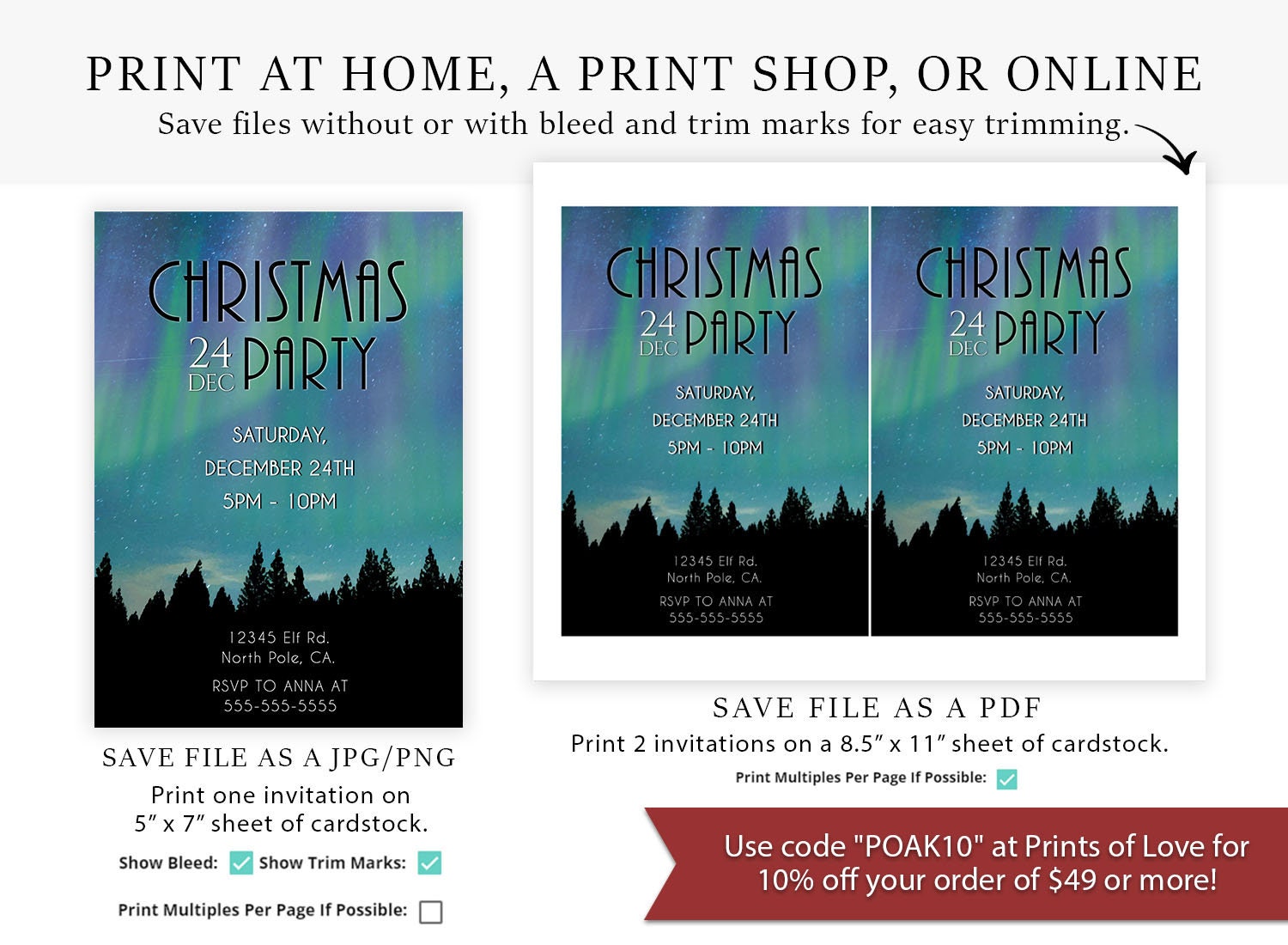 Editable Northern Lights Party Invitation, Digital Printable ...