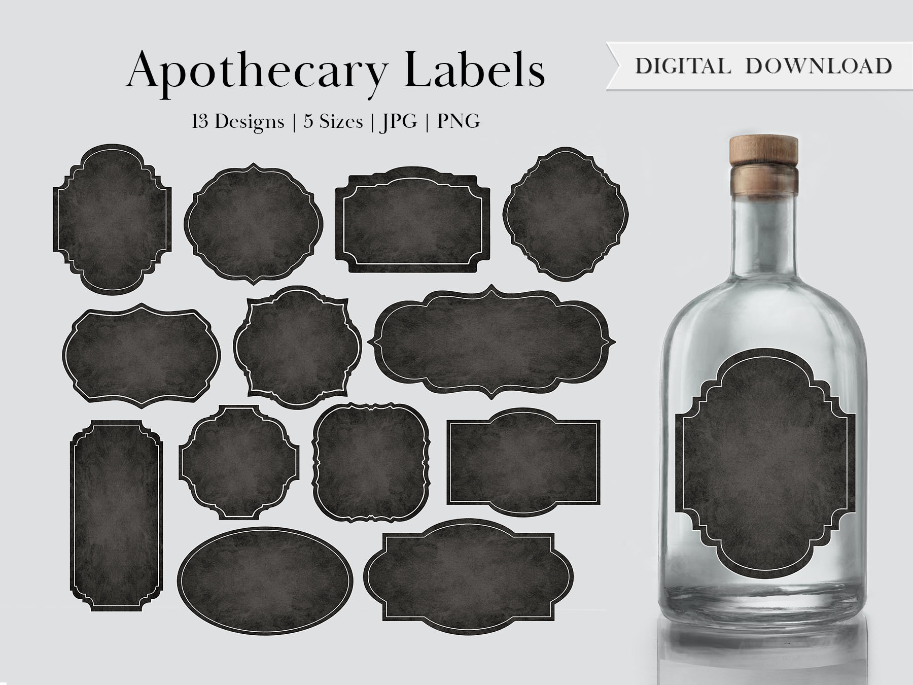 Blank Black & White Apothecary Label, Vintage Potion Labels for Bottles ...